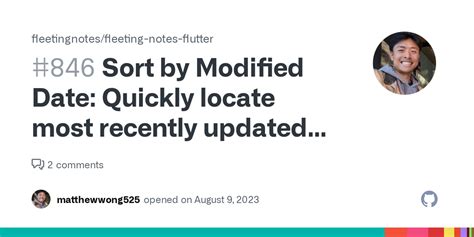 sort by modified date quickly locate most recently updated notes · issue 846 · fleetingnotes