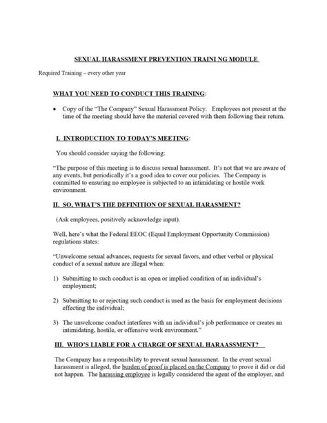 Sexual Harassment Prevention Policy Document Template