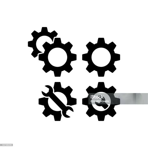 기어 아이콘 설정 설치 및 서비스에 대 한 웹 바퀴를 장부와 렌치 아이콘 톱니와 스 패너입니다 공구상자에 대한 스톡 벡터 아트