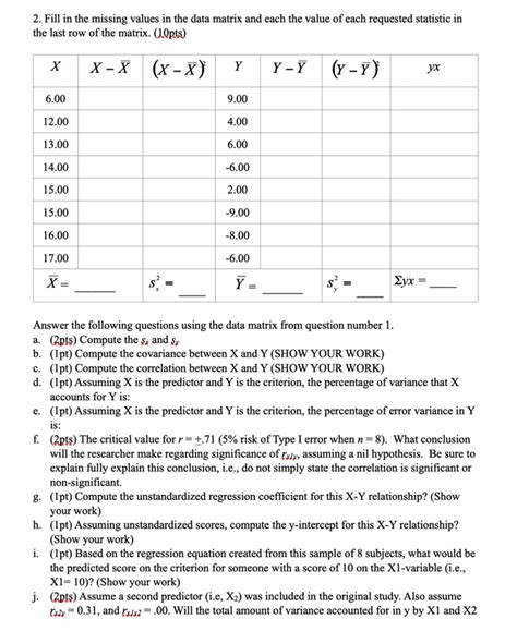 Solved Fill In The Missing Values In The Data Matrix And Chegg