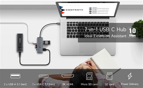 RSHTECH In USB C Hub Multiport Adapter Support K HDMI UHD Video Output Data Tansfer Speed