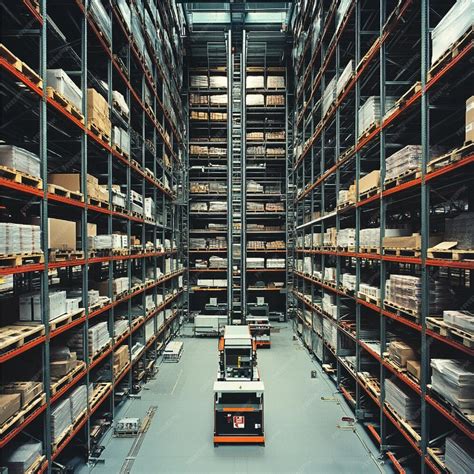 Automated Storage And Retrieval System Asrs In A Hightech Warehouse Premium Ai Generated Image
