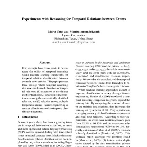 Experiments With Reasoning For Temporal Relations Between Events Acl Anthology