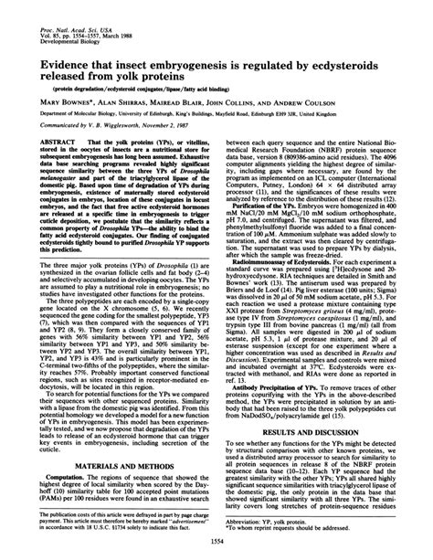 Pdf Evidence That Insect Embryogenesis Is Regulated By Ecdysteroids Released From Yolk Proteins