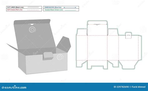 Tuck Top Snap Lock Bottom Closer Box Dieline Template And 3d Render Box Cartoon Vector