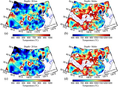 The Temperature At 20 Km Depth And At The Moho Depth Without A And B