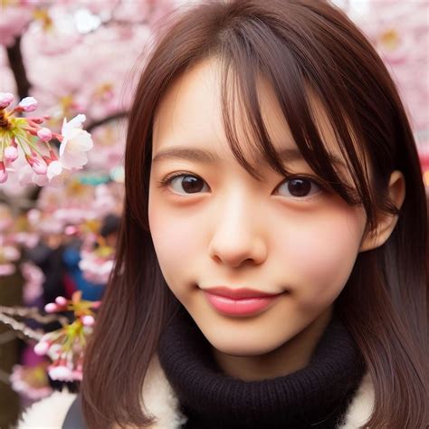 Premium Photo A Japanese Girl Close Up Isolated In Sakura Tree Background