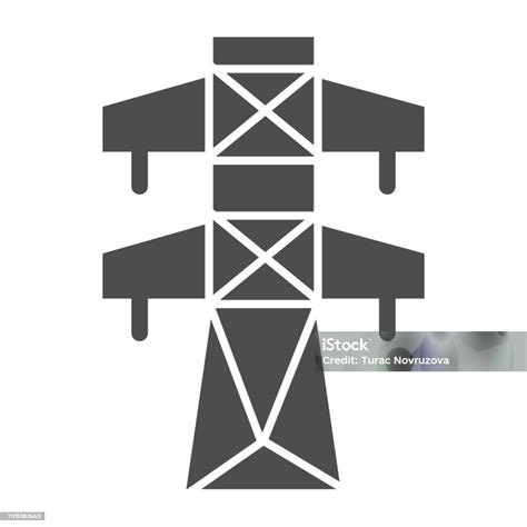 고전압 라인 솔리드 아이콘입니다 전기 타워 벡터 그림 흰색에 격리 전기 문말 스타일 디자인 웹 및 응용 프로그램을 위해 설계 Eps 10 0명에 대한 스톡 벡터 아트 및