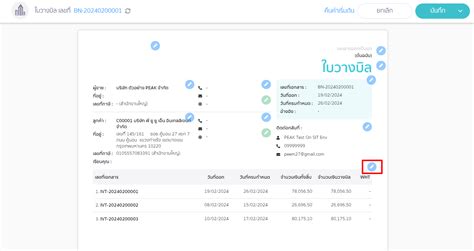 แก้ไขการแสดงข้อมูล สินค้า บริการ หน้าเอกสารใบวางบิล ใน Peak