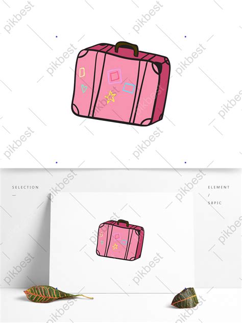 Cute Vector Pink Suitcase Ai Png Images Free Download Pikbest