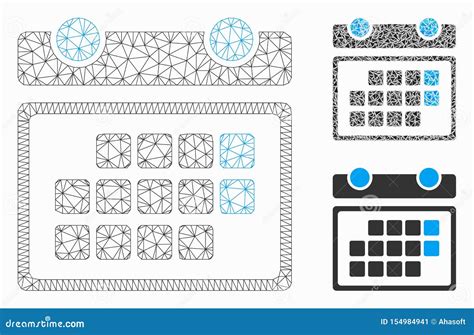 Month Calendar Vector Mesh Network Model And Triangle Mosaic Icon Stock
