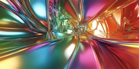 A Futuristic Colorful Abstract Background Composed Of Iridescent Metallic Structures