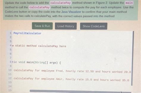 Solved Update The Code Below To Add The Calculatepay Method