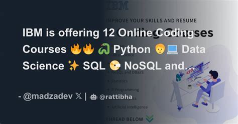 ibm is offering 12 online coding courses 🔥🔥 🐍 python 🧑‍💻 data science sql 💽 nosql and dbaas 📈