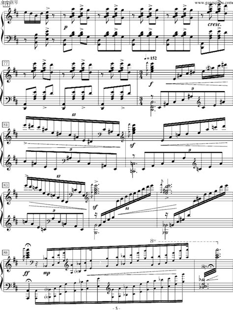 黄河船夫曲 钢琴独奏完整版 殷承宗 钢琴谱 五线谱