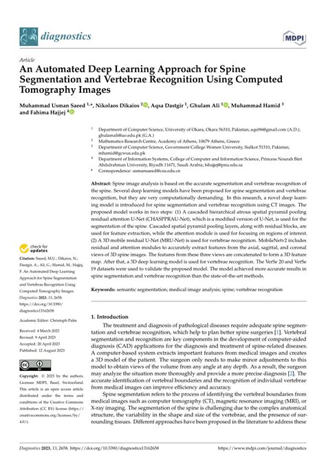Pdf An Automated Deep Learning Approach For Spine Segmentation And Vertebrae Recognition Using