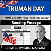 Truman Day Reading Comprehension Passage Qa And Mcqs Worksheets