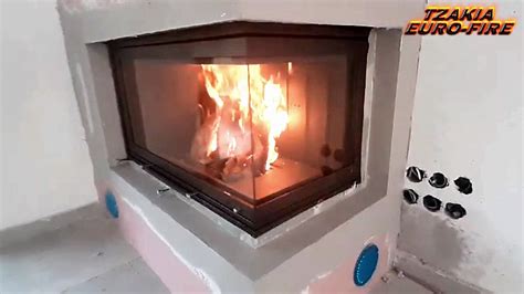 Ενεργειακό τζάκι αερόθερμο δύο όψεων γωνιακό με μεγάλο πλαινο κρύσταλλο Youtube