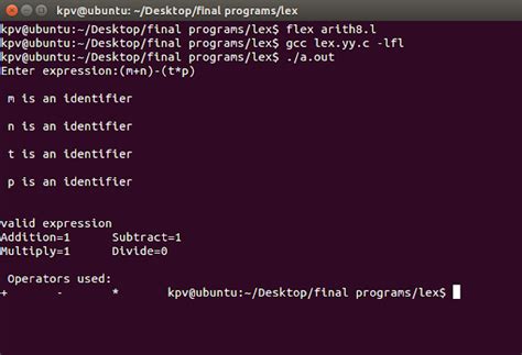 Curly Code Lex Program To Recognize A Valid Arithmetic Expression