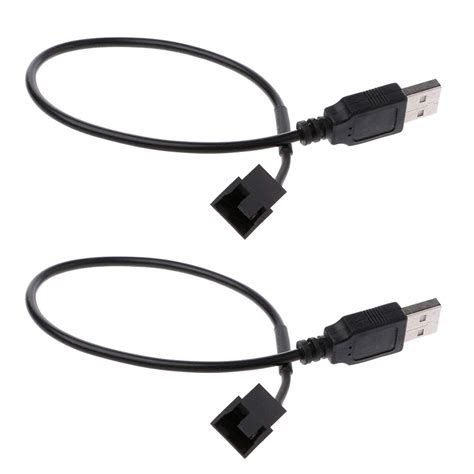 2 Pack Usb To 3 Pin 4 Pin Pwm 5v Usb Sleeved Fan Power