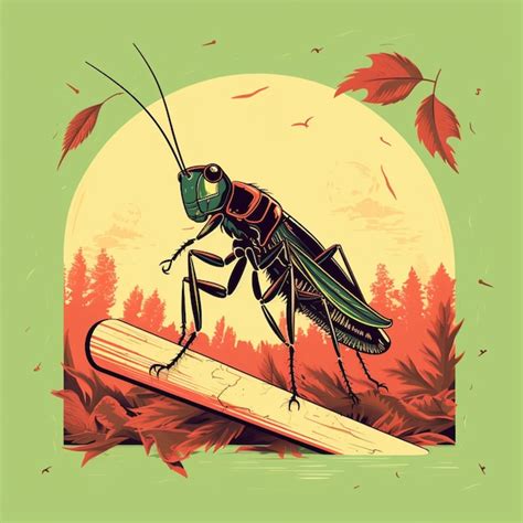 There Is A Grasshopper That Is Sitting On A Log Generative Ai Premium Ai Generated Image