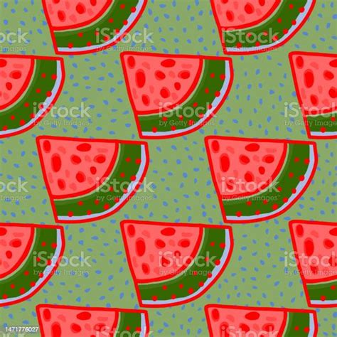 손으로 그린 수박 슬라이스 원활한 패턴 재미 있는 과일 배경입니다 0명에 대한 스톡 벡터 아트 및 기타 이미지 0명 건강한 식생활 과일 Istock