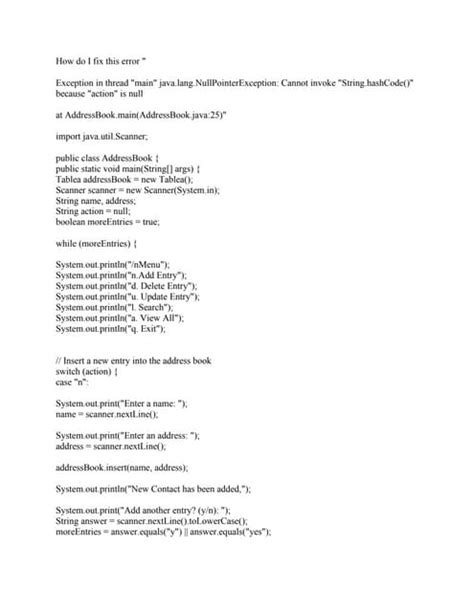 How Do I Fix This Error Exception In Thread Main Java Lang Nullpoipdf Databases