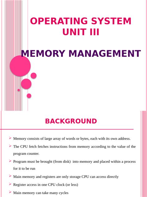 Unit 3 Memory Management Pdf Operating System Technology