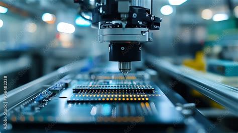 Production Of Digital Boards Semiconductor Manufacturing Machine Robot Creates Microprocessor