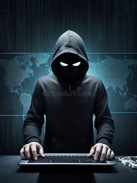 Hacker Wearing The Anonymous Mask And Hoodie On Dark Binary Code
