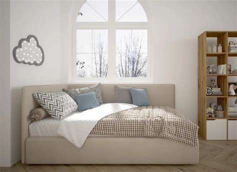 Ліжко односпальне для підлітка ліжка дитячі спальні з м`якою спинкою сучасні дитячі ліжка Оушен