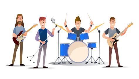 Carácter De La Banda De Música En La Ilustración De Dibujos Animados