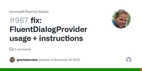 Fix FluentDialogProvider Usage Instructions Issue Microsoft Fluentui Blazor GitHub