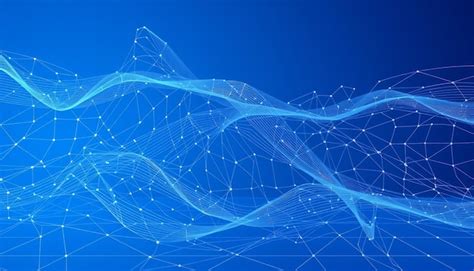 Premium Photo Abstract Blue Digital Network Background With White Lines And Dots
