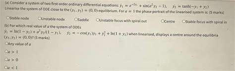 Solved A Consider A System Of Two First Order Ordinary