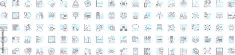 Data Analysis Vector Line Icons Set Analytics Mining Exploration