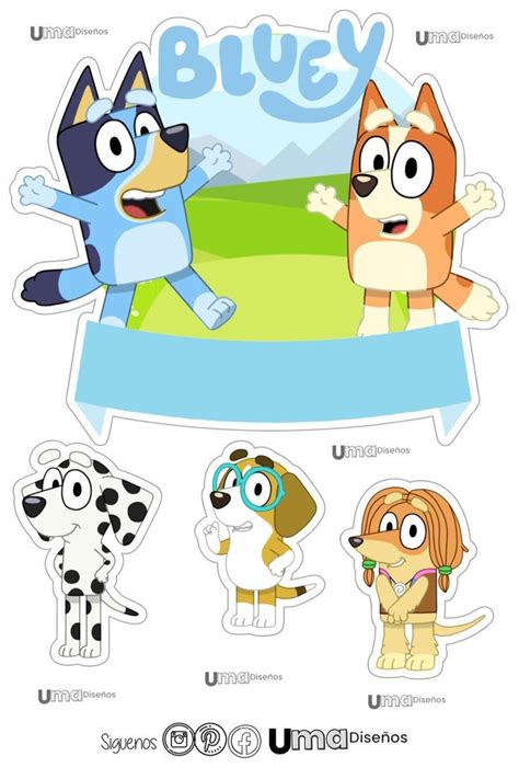 Bluey Cake Topper Para Imprimir Pastel Cake Tortas Topo De Bolo Cupcake Toppers