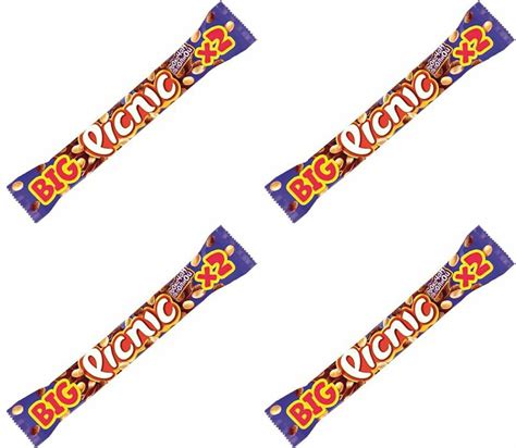 Батончик Picnic Big шоколадный с арахисом изюмом карамелью комплект 4 упаковки по 76 г