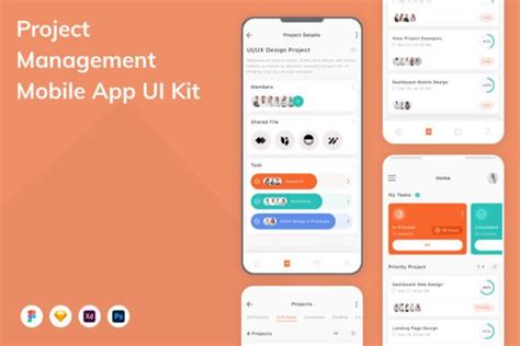 Project Management Mobile App Ui Kit Graphic By Betush · Creative Fabrica