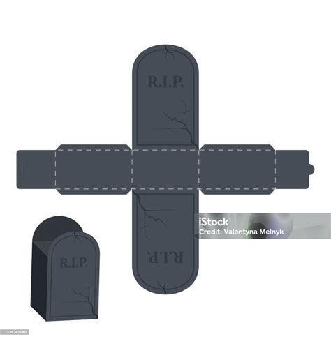할로윈 치료 무덤 상자 과자 사탕 작은 선물 빵집을위한 선물 파티 포장 간단한 패키지 다이 컷 템플릿 레이저 컷 벡터 스톡 일러스트레이션입니다 울타리에 대한 스톡 벡터 아트
