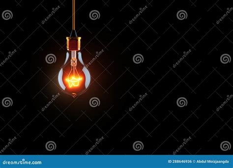 Suspended Incandescent Light Probe In A Dark Room 3d Rendering Stock Illustration