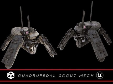 3d Model Quadrupedal Scout Mech Vr Ar Low Poly Cgtrader