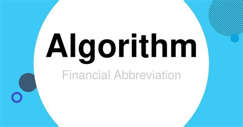algorithm definition in finance