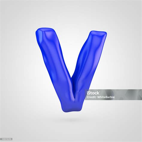 플라스 티 신 문자 대문자 V 흰색 배경에 고립 된 블루 0명에 대한 스톡 사진 및 기타 이미지 0명 3차원 형태 디지털 생성 이미지 Istock