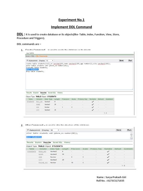 Dbms Experiments 1 18 Pdf Sql Databases