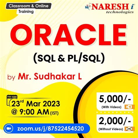 Naresh It On Linkedin Oracle Sql Course Education Software Programming Learnfromhome