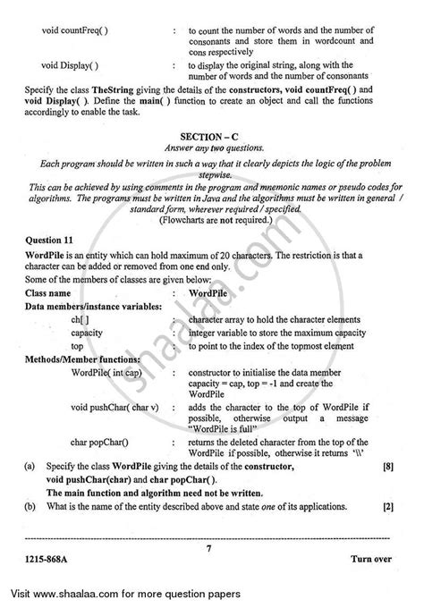 Computer Science Theory 2014 2015 Isc Commerce Class 12 Question Paper With Pdf Download