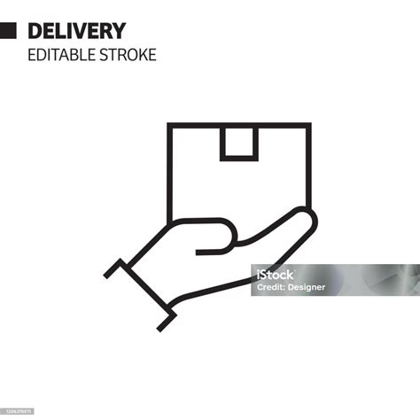 배달 선 아이콘 윤곽선 벡터 기호 그림 픽셀 완벽 편집 스트로크 로고에 대한 스톡 벡터 아트 및 기타 이미지 로고 상자 0명 Istock