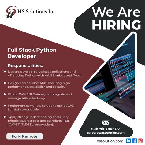 Hs Solutions Inc On Linkedin Fullstackpythondeveloper