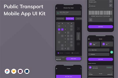 Public Transport Mobile App Ui Kit Graphic By Betush · Creative Fabrica